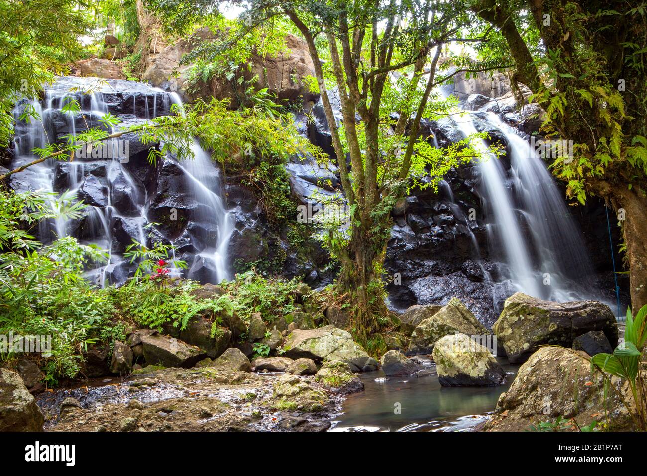 scenic serene tropical waterfall in bali indonesia nobody Stock Photo ...