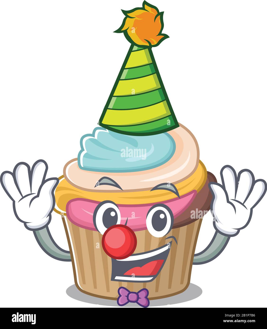 Funny Clown rainbow cupcake cartoon character mascot design Stock ...