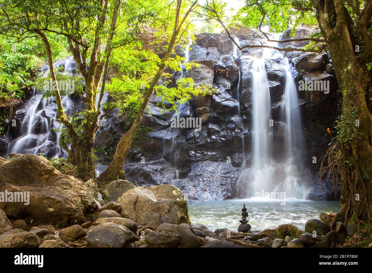 scenic serene tropical waterfall in bali indonesia nobody Stock Photo ...