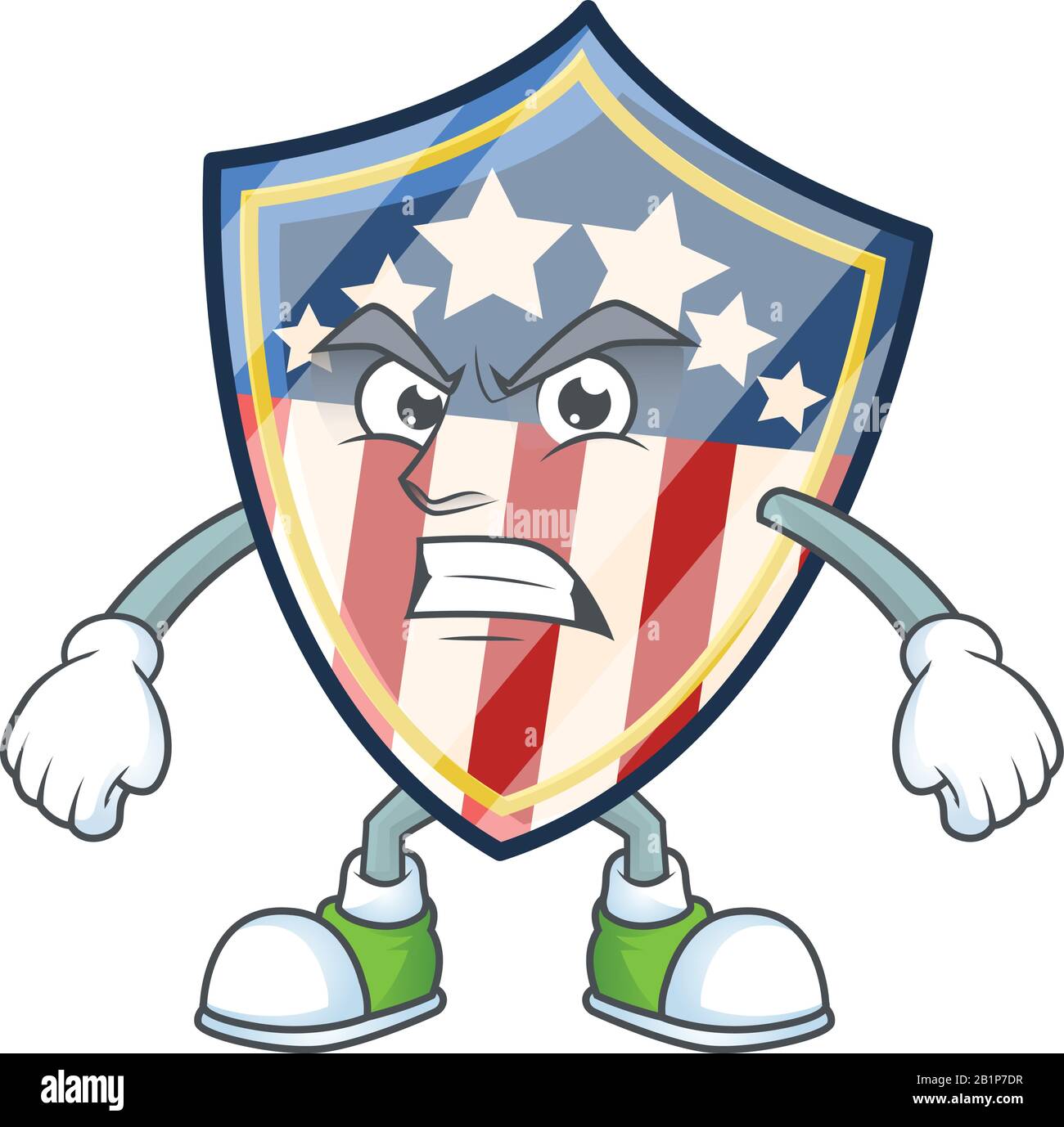 cartoon character of vintage shield badges USA with angry face Stock ...