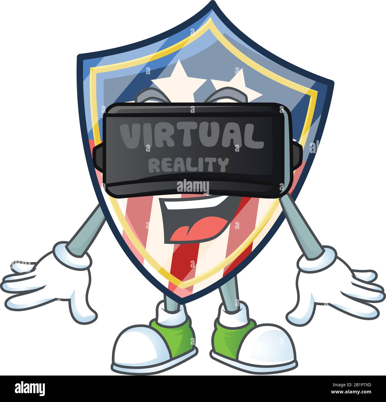 A smart character of vintage shield badges USA with Virtual reality ...