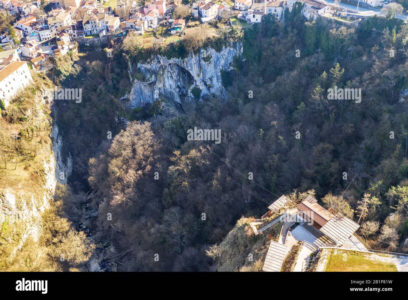 an aerial view of Pazin zip line over abyss is an extraordinary natural ...