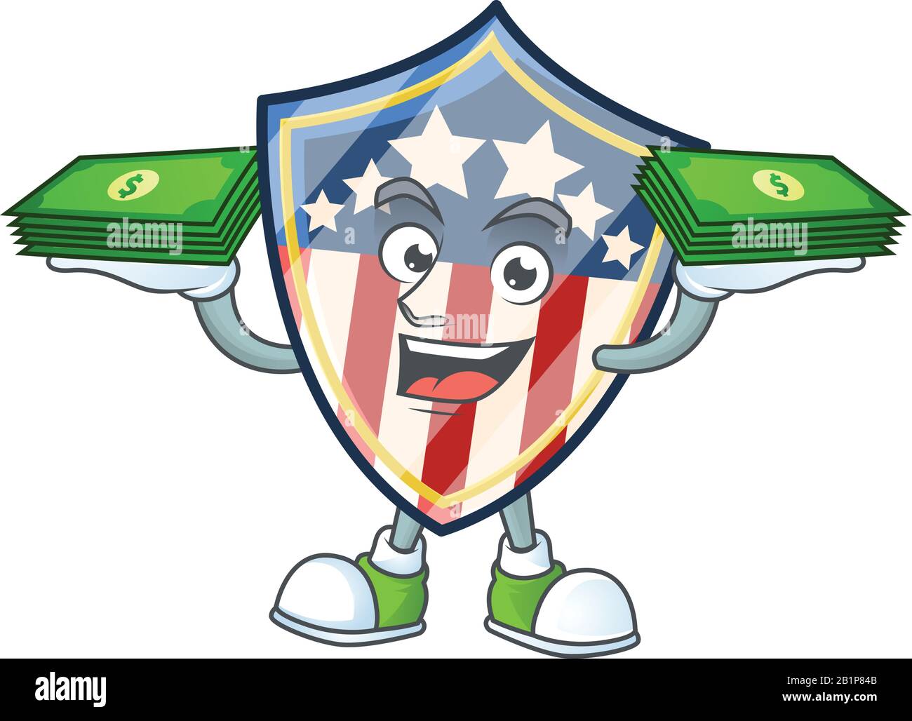 rich and famous vintage shield badges USA cartoon character with money ...