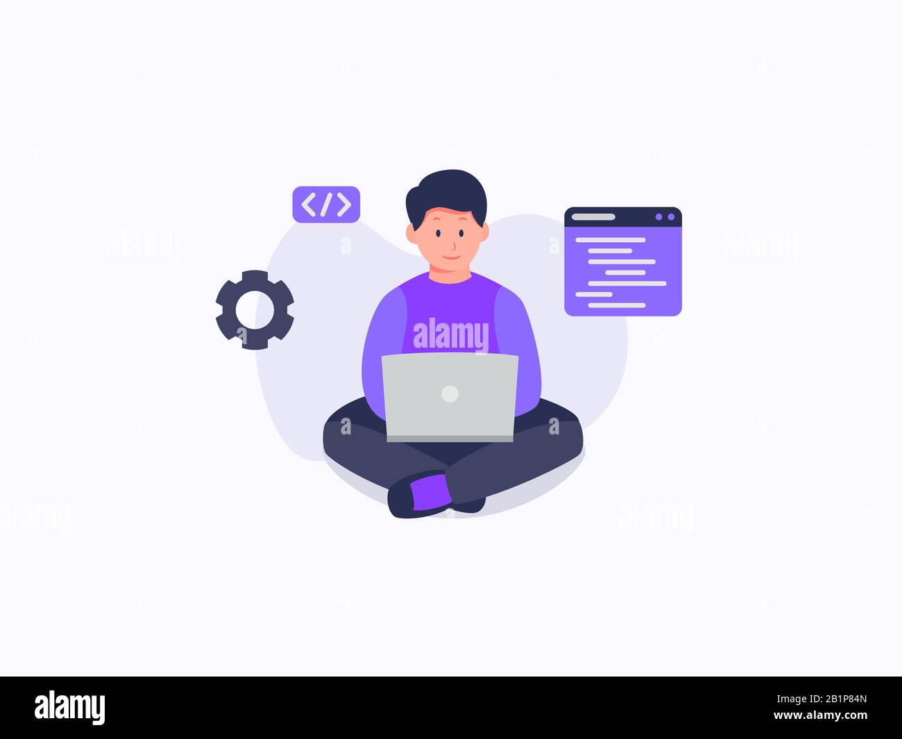 programmer people concept use laptop and programming code program icon ...