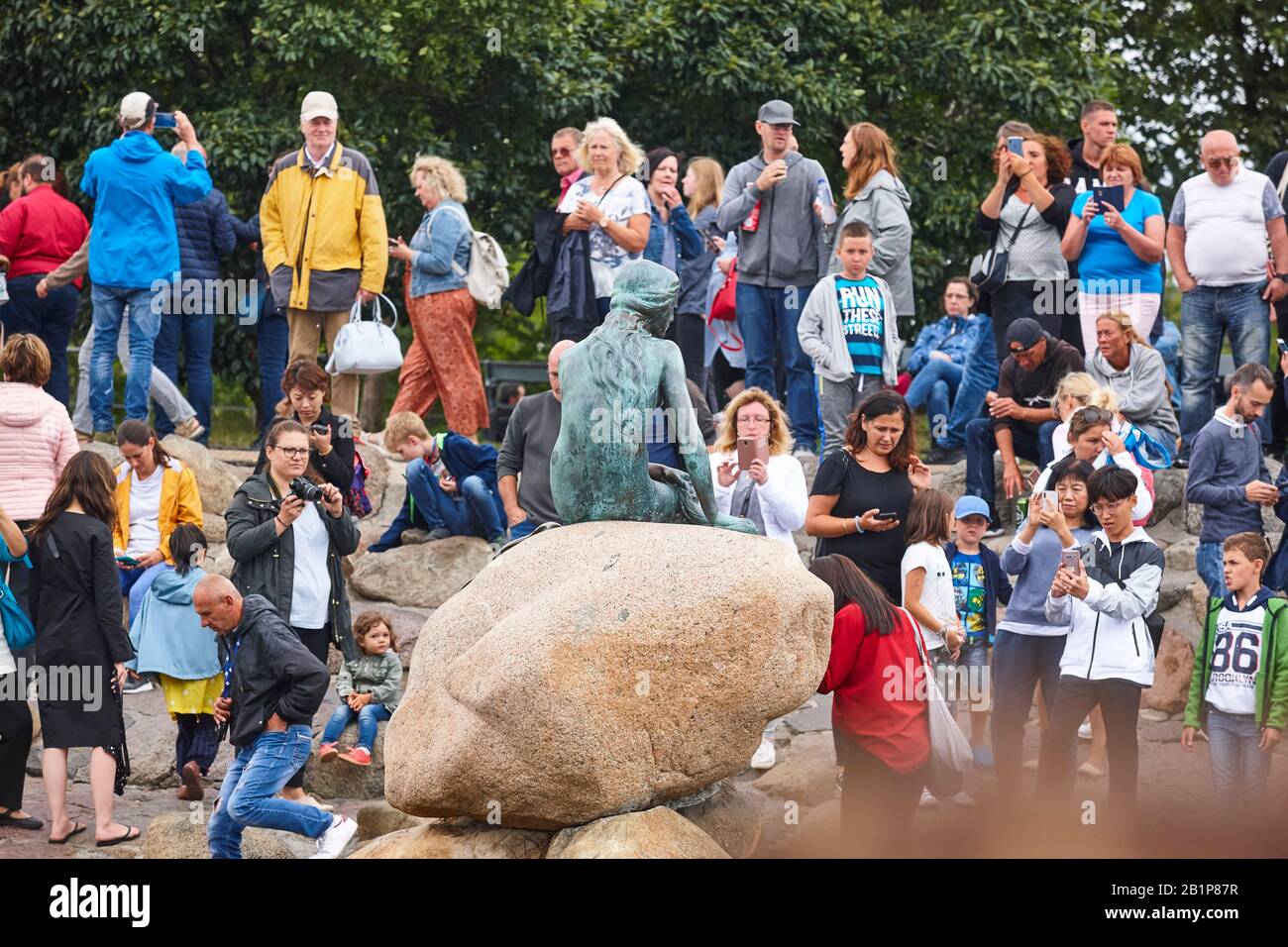 Little mermaid statue in Copenhagen. Landmark tourist attraction in ...
