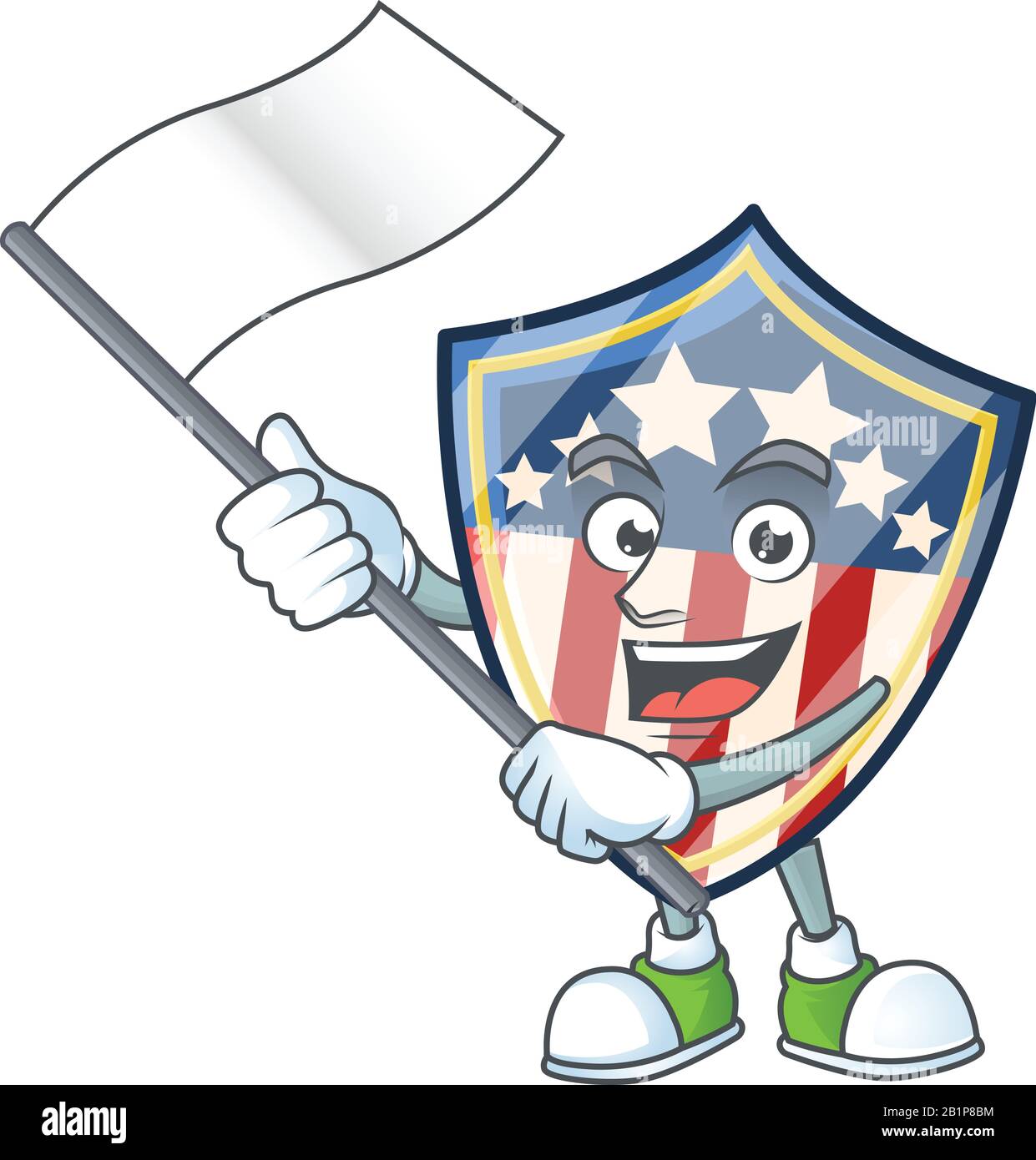 Funny vintage shield badges USA cartoon character design with a flag ...