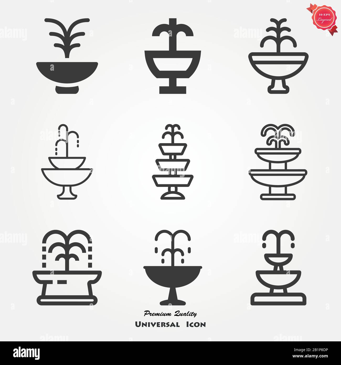 Fountain icon, vector illustration fountain with water splash Stock ...