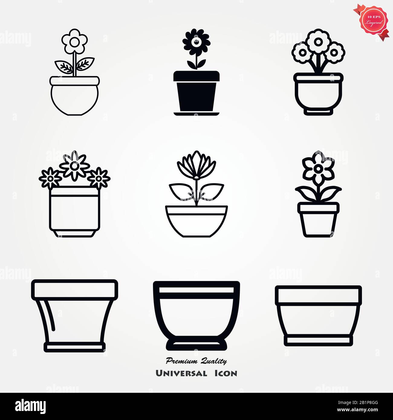 Flowerpot icon, vectorized plants in a pot, flower symbol Stock Vector ...