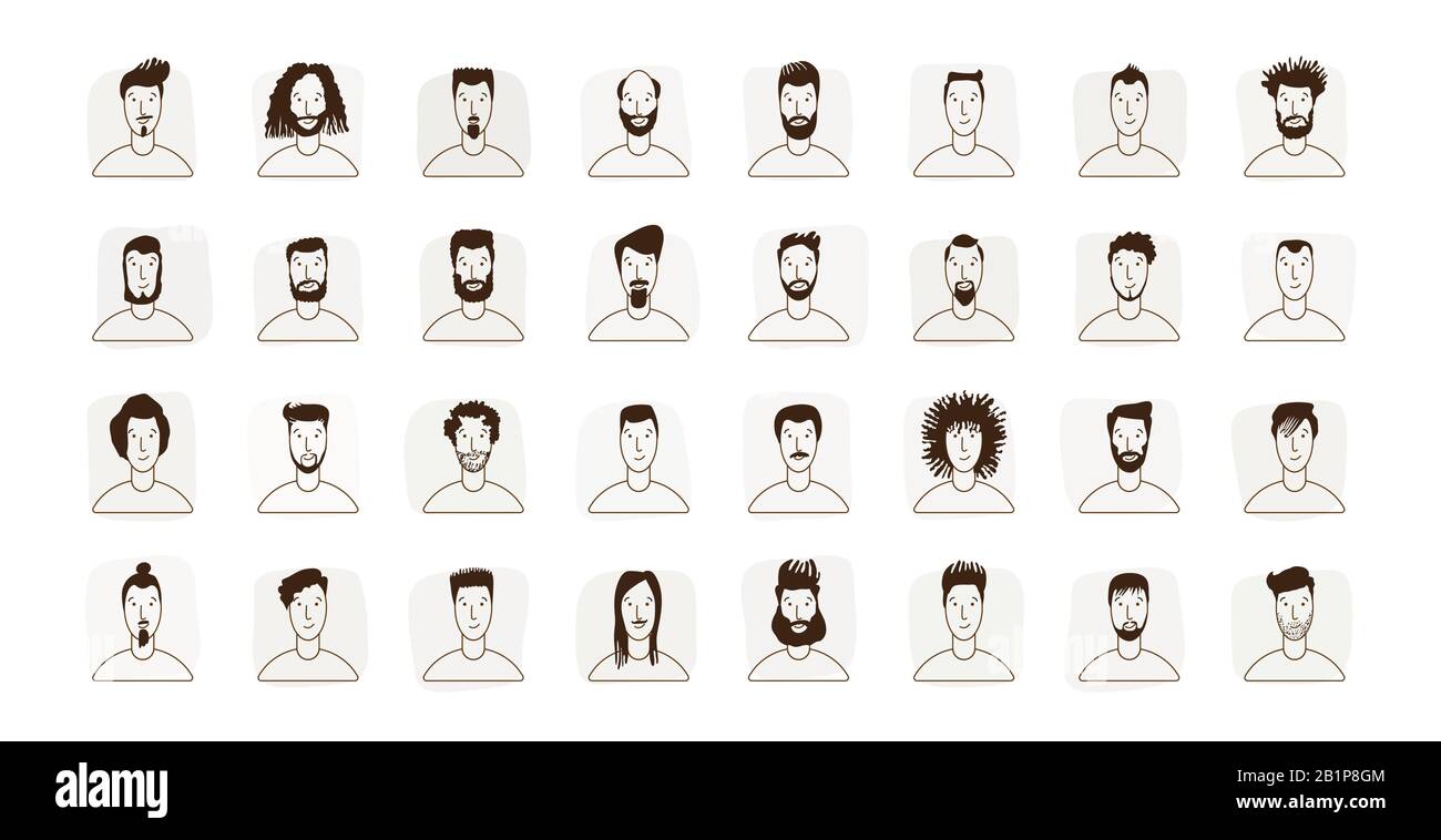 Cartoon man faces flat Cut Out Stock Images & Pictures - Alamy