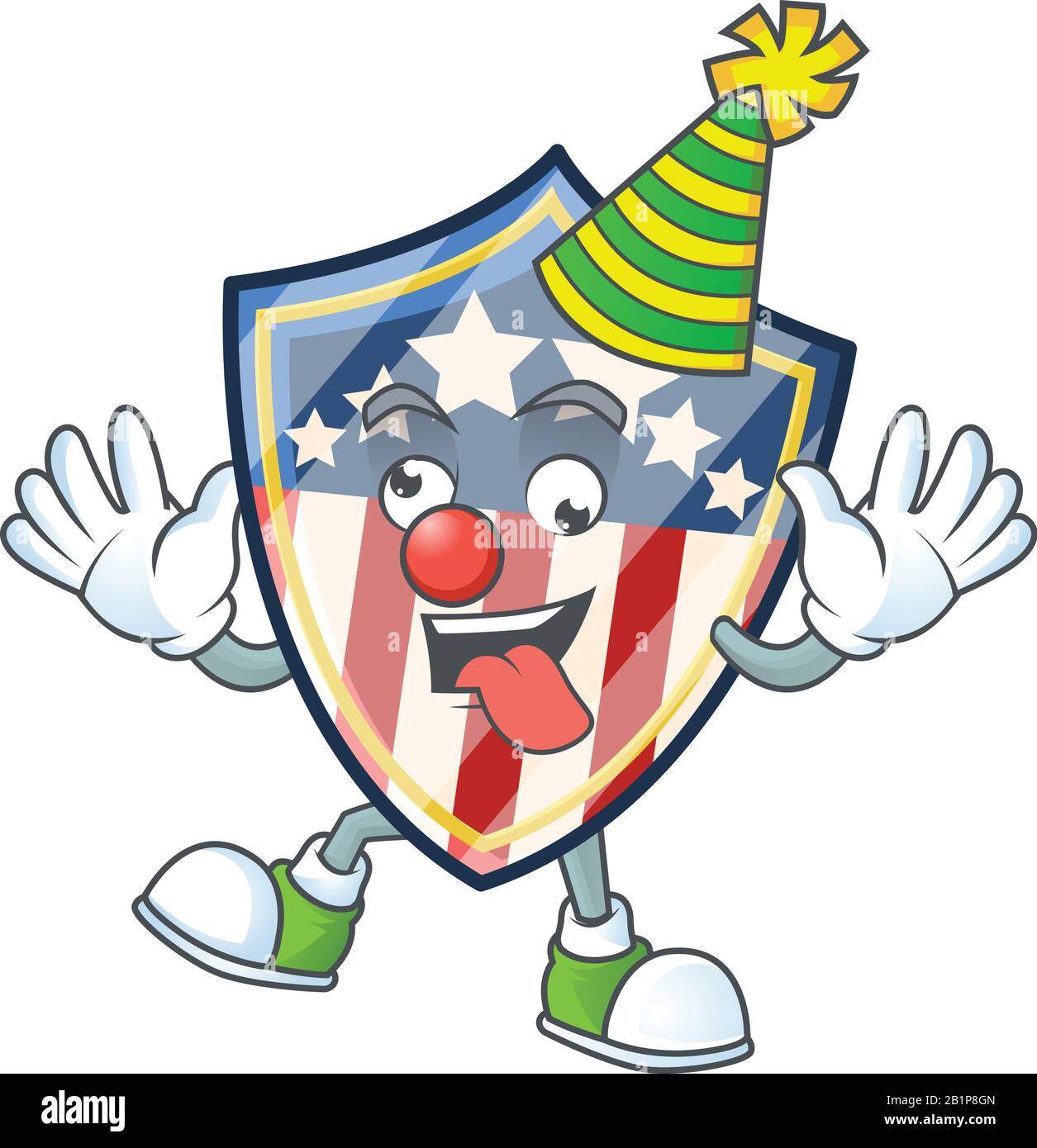 Cute and funny Clown vintage shield badges USA cartoon character mascot ...