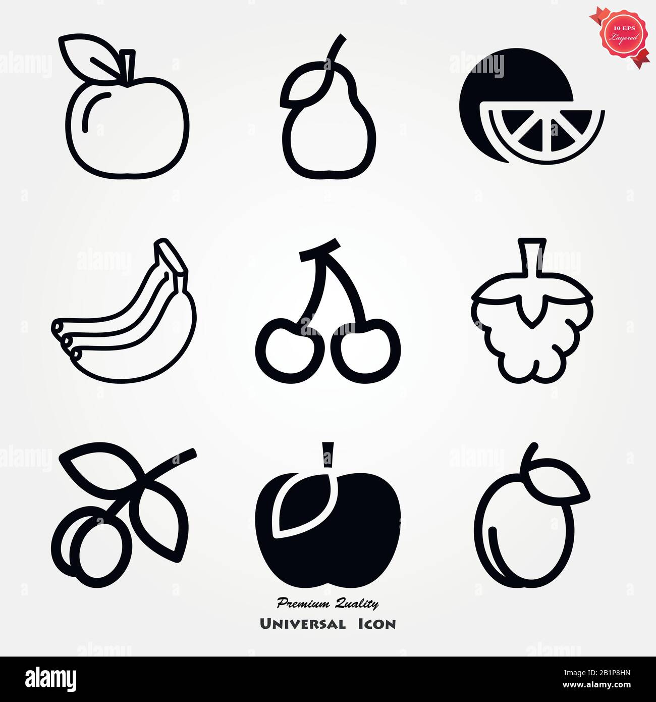 Fruit icons, vector symbol of food signs Stock Vector Image & Art - Alamy