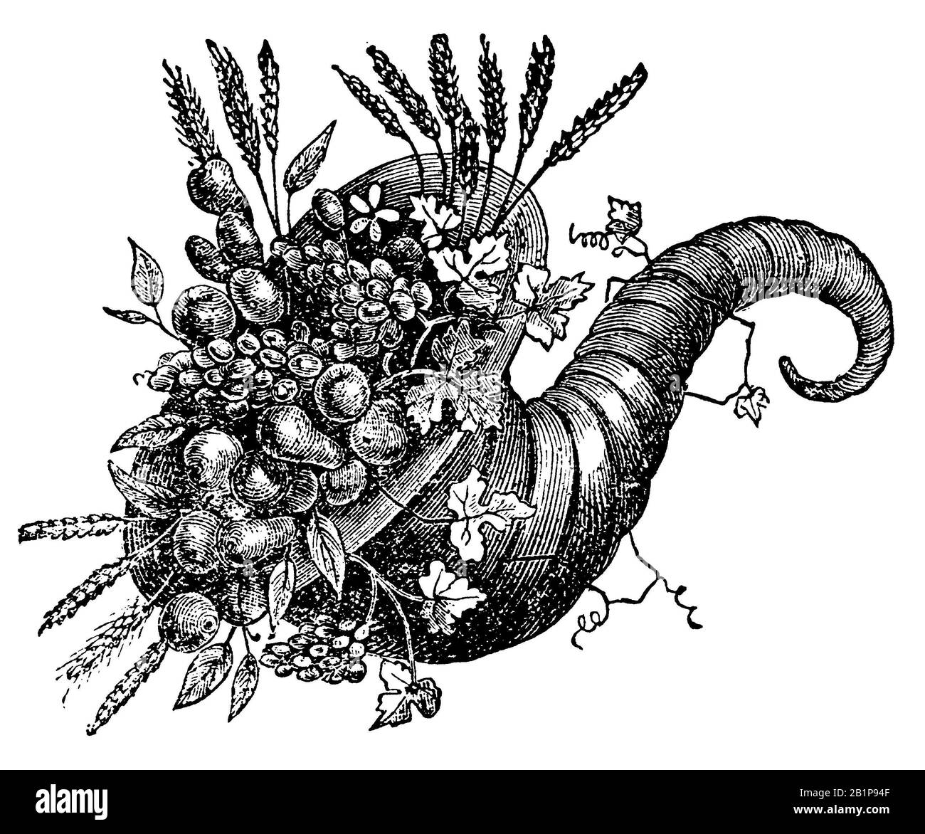 Cornucopia with fruit and cereal, , (housekeeping book, ca. 1880 Stock ...