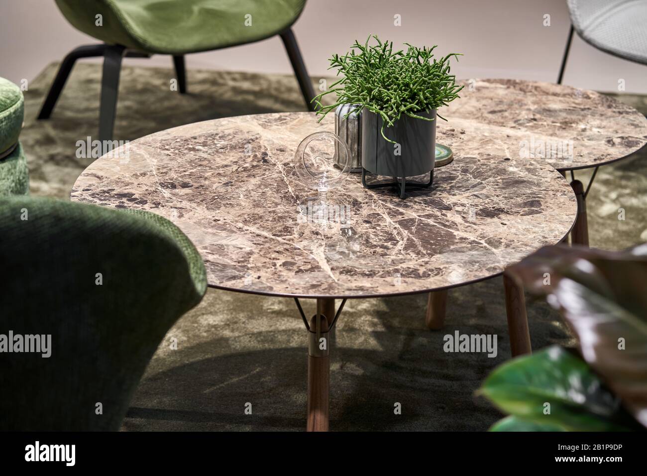 Luminous interior with design furniture and plants Stock Photo - Alamy