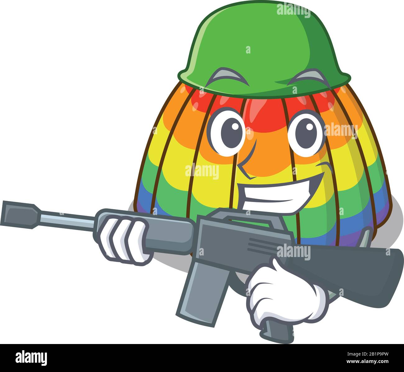 A cute picture of rainbow jelly Army with machine gun Stock Vector ...