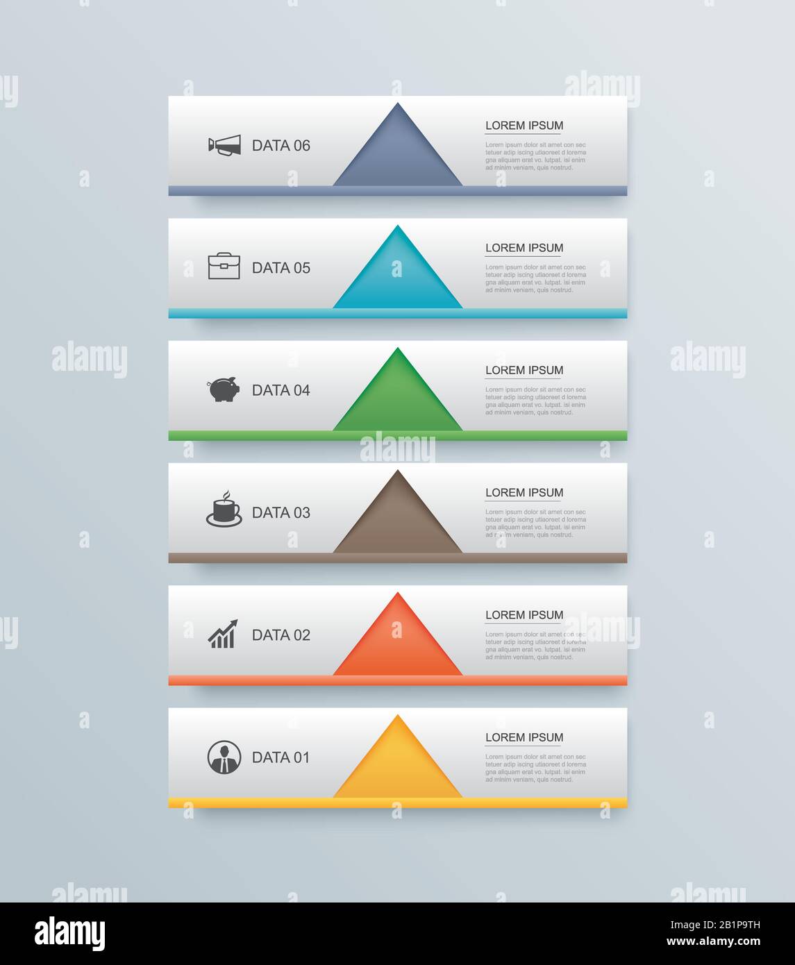 6 data step timeline infographics tab paper index template. Vector ...
