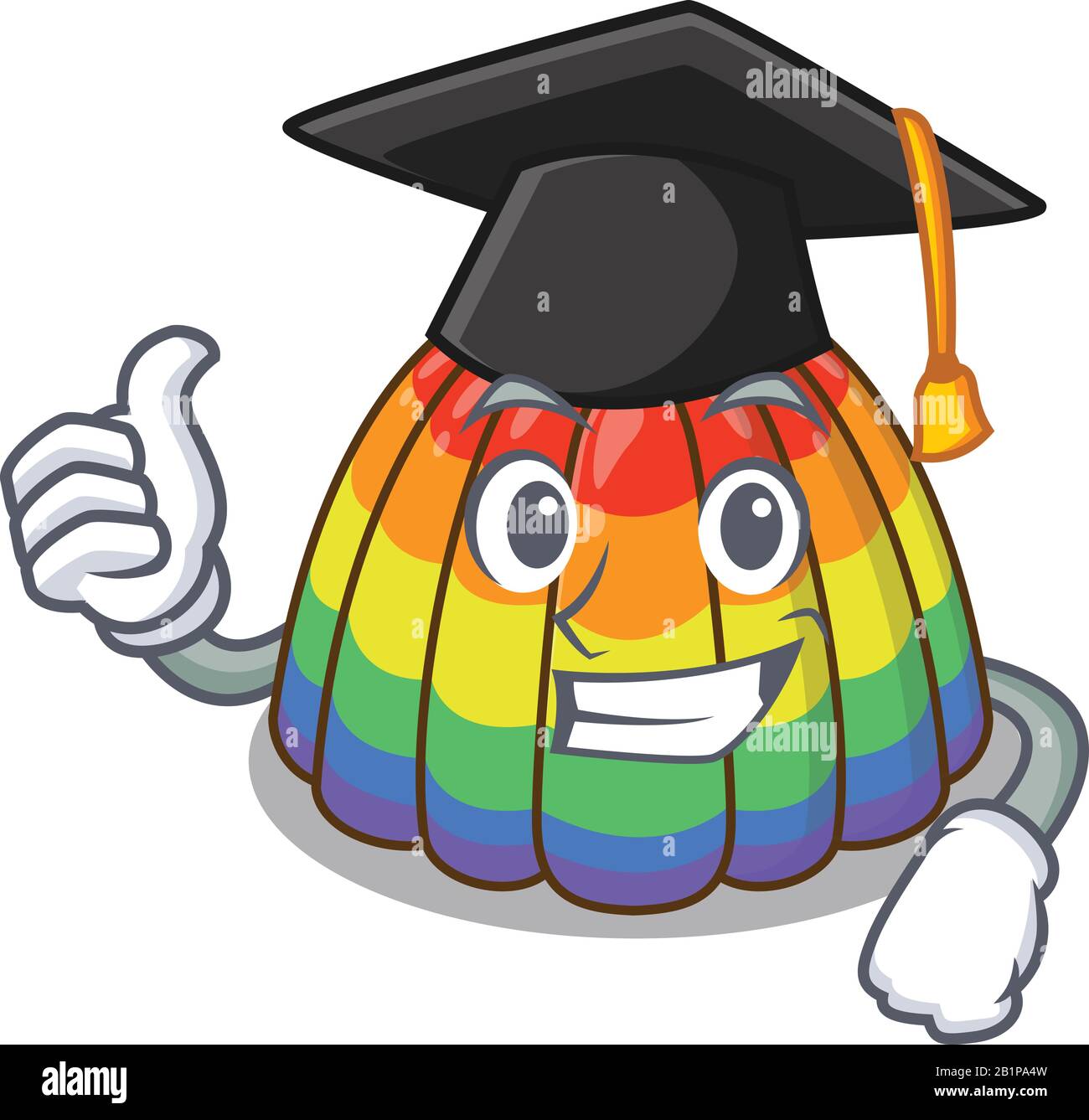 happy and proud of rainbow jelly wearing a black Graduation hat Stock ...