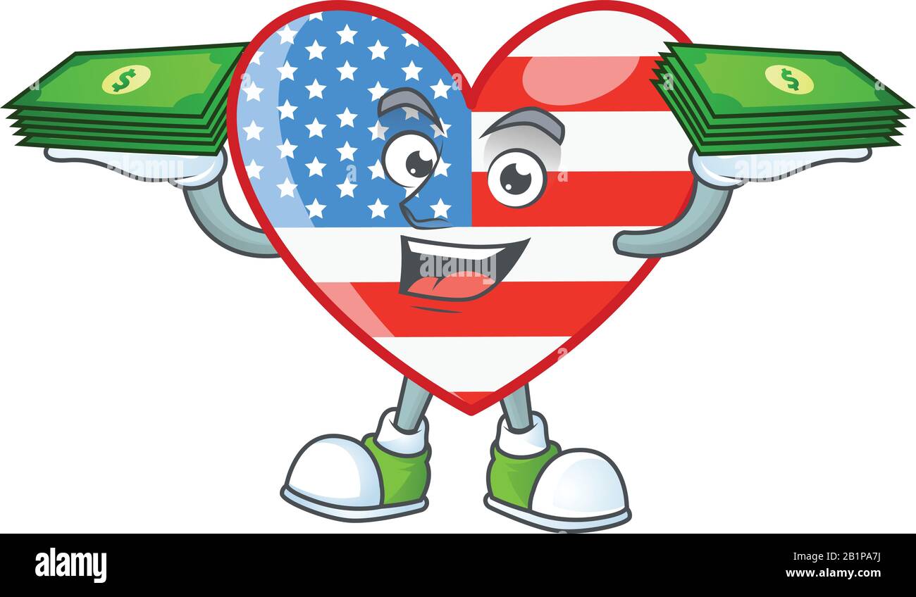 rich and famous independence day love cartoon character with money on ...