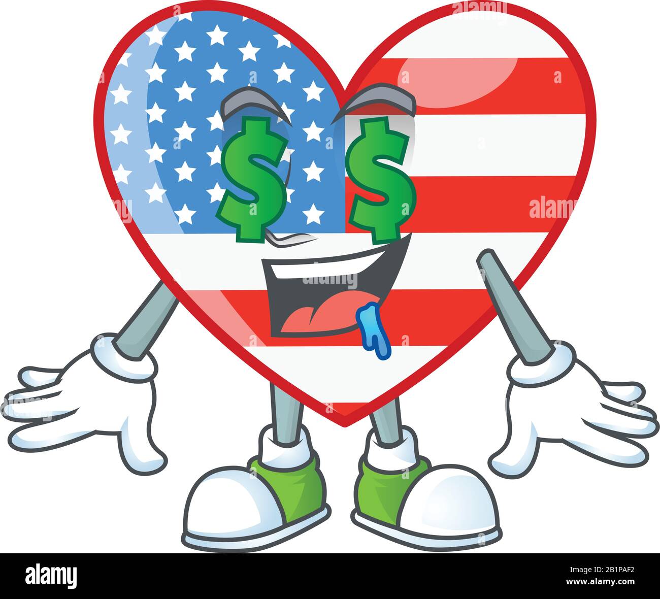 cartoon character style of independence day love with Money eye Stock ...