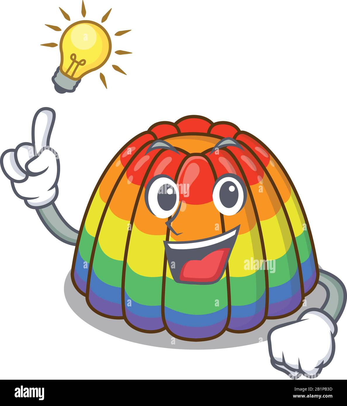 a clever rainbow jelly cartoon character style have an idea gesture ...