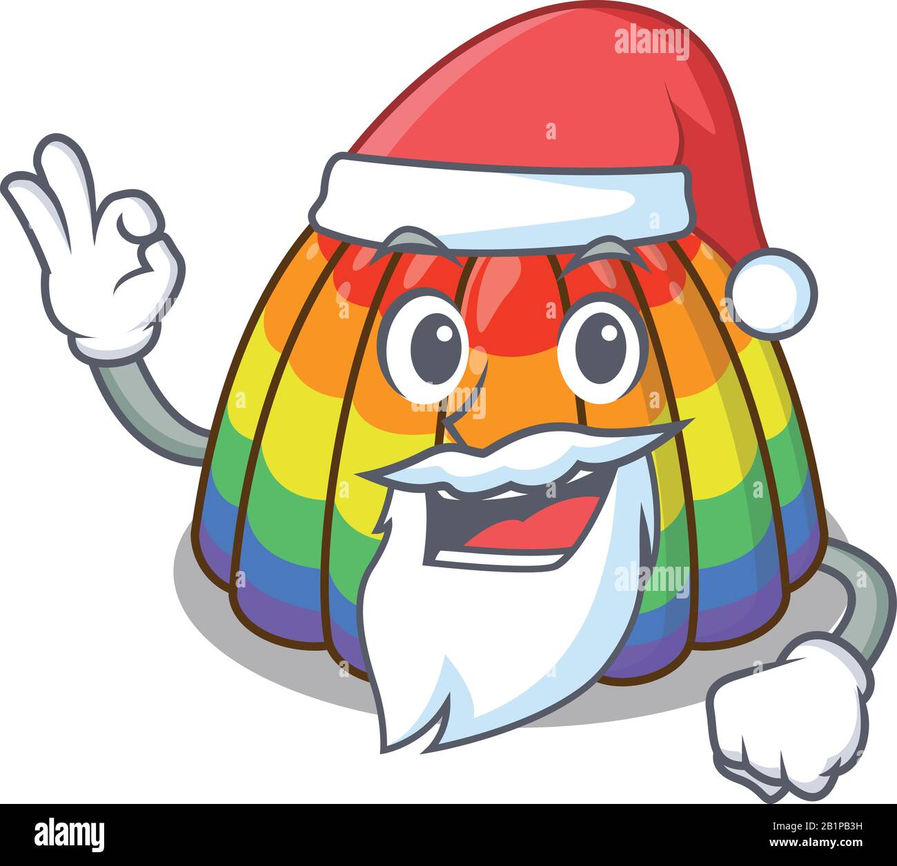 Rainbow jelly in Santa cartoon character style with ok finger Stock ...