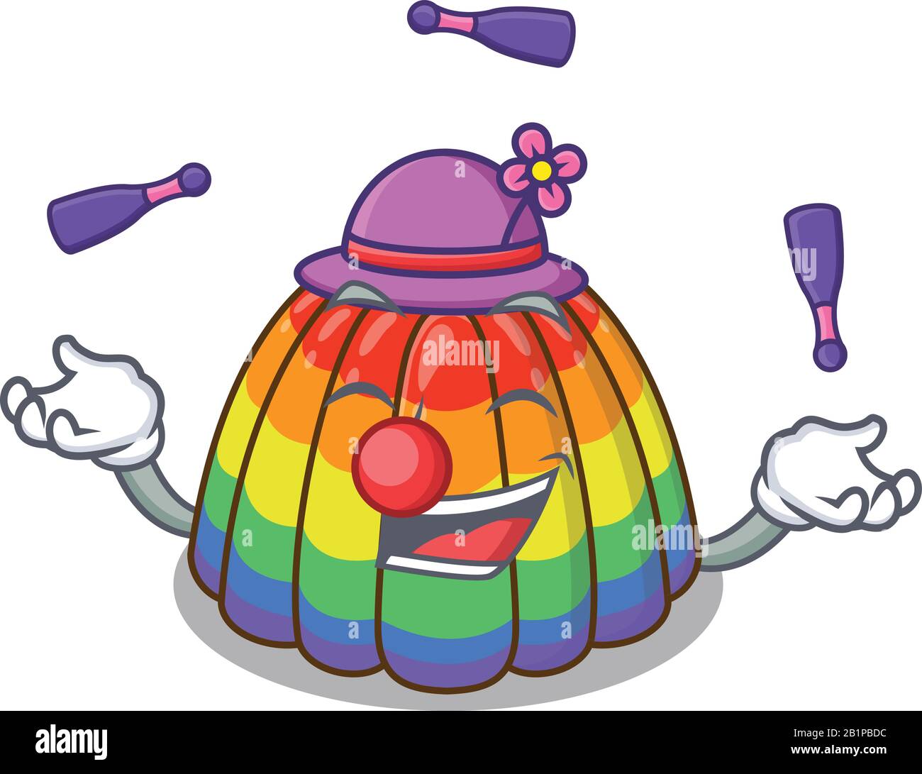 a lively rainbow jelly cartoon character design playing Juggling Stock ...