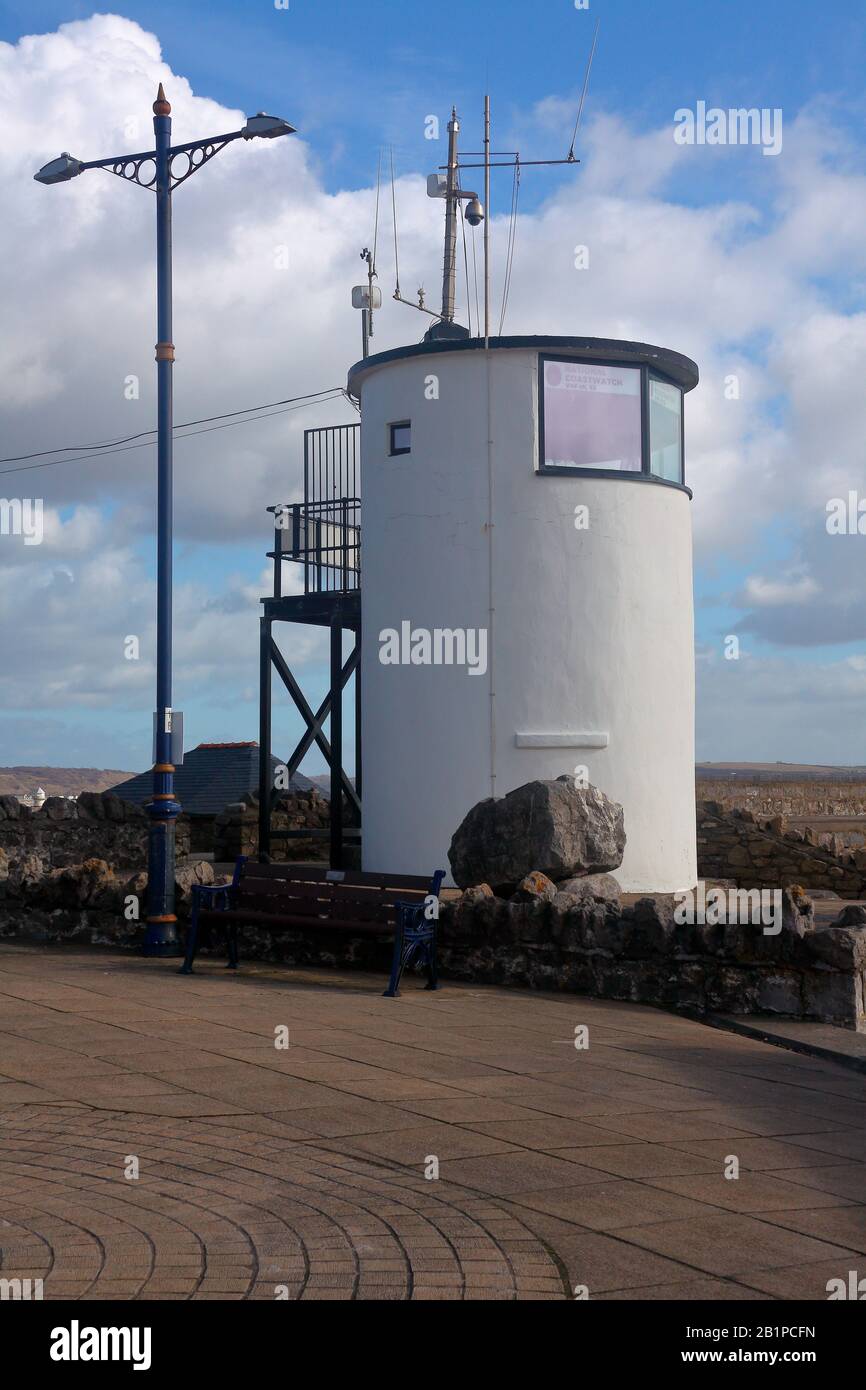The observation post on the jetty at Porthcawl with its white painted ...