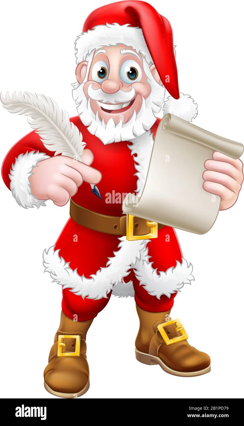 Santa Claus Quill Pen Scroll Letter Cartoon Stock Vector Image & Art ...