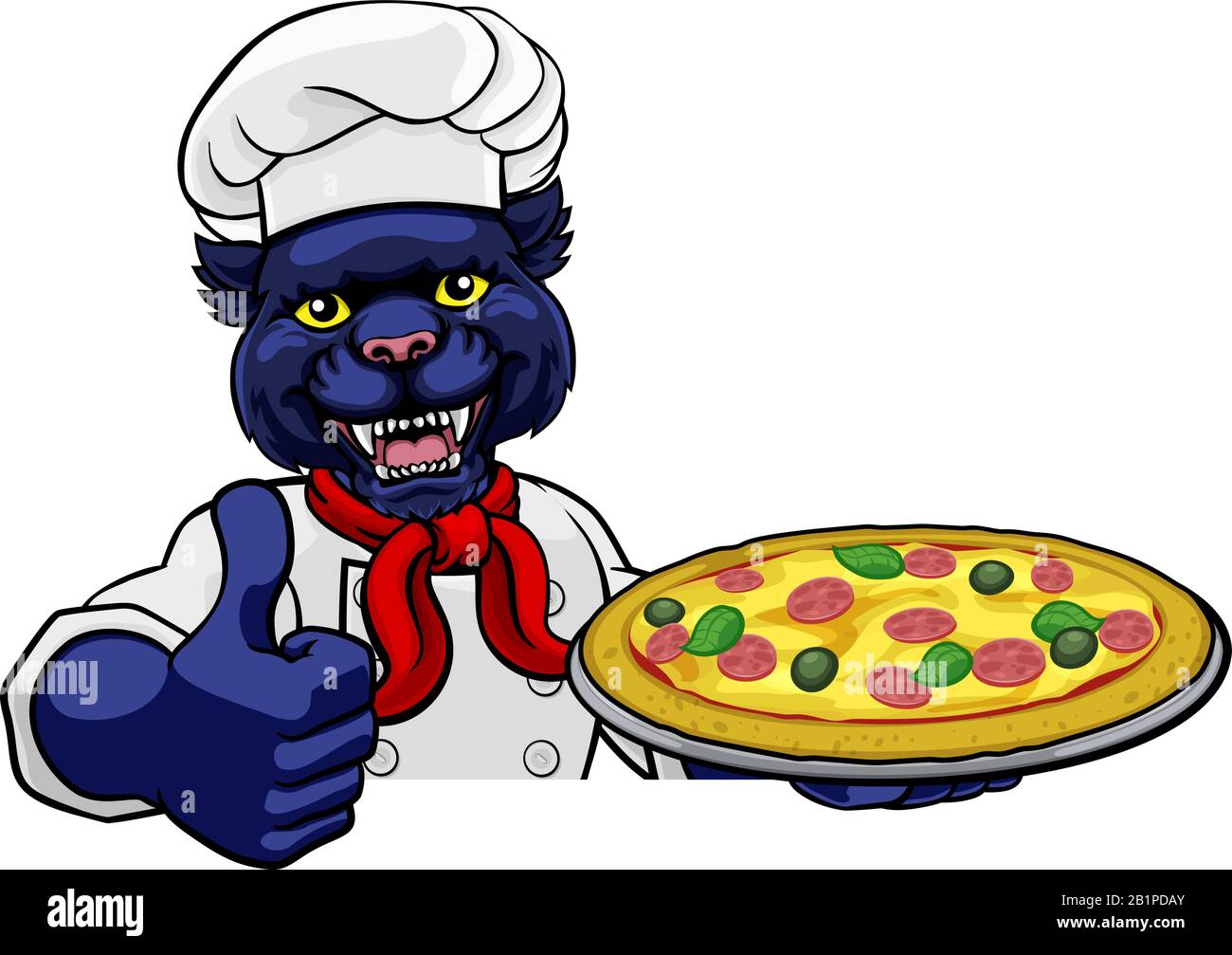 Panther Pizza Chef Cartoon Restaurant Mascot Sign Stock Vector Image ...