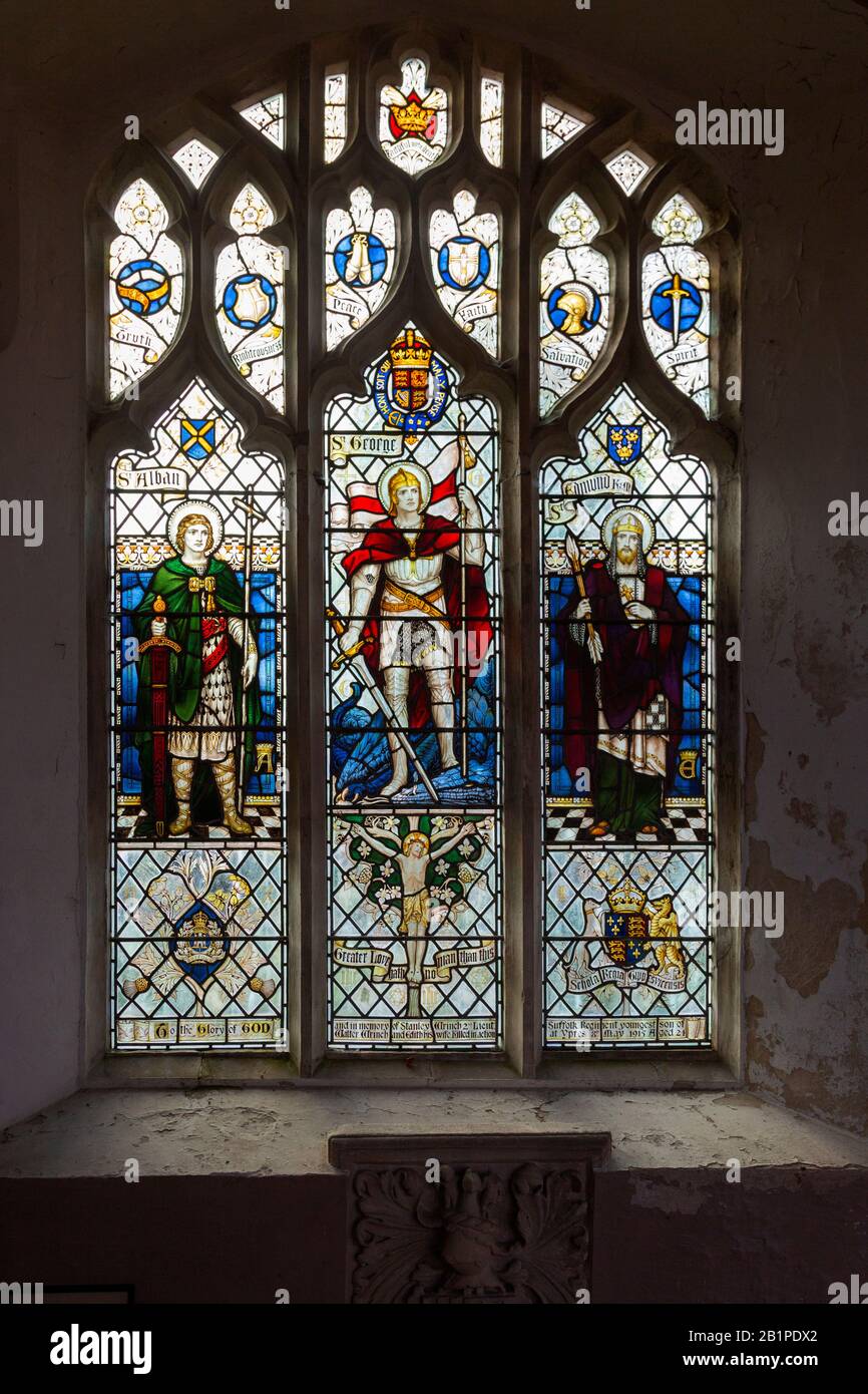 Stained glass window of Saint Alban, Saint George, Saint Edmund by ...