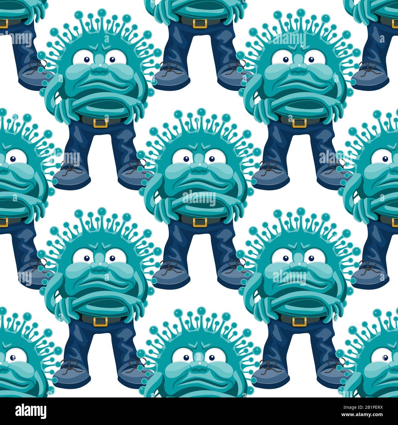 Seamless cartoon character pattern on white background. Vector image ...