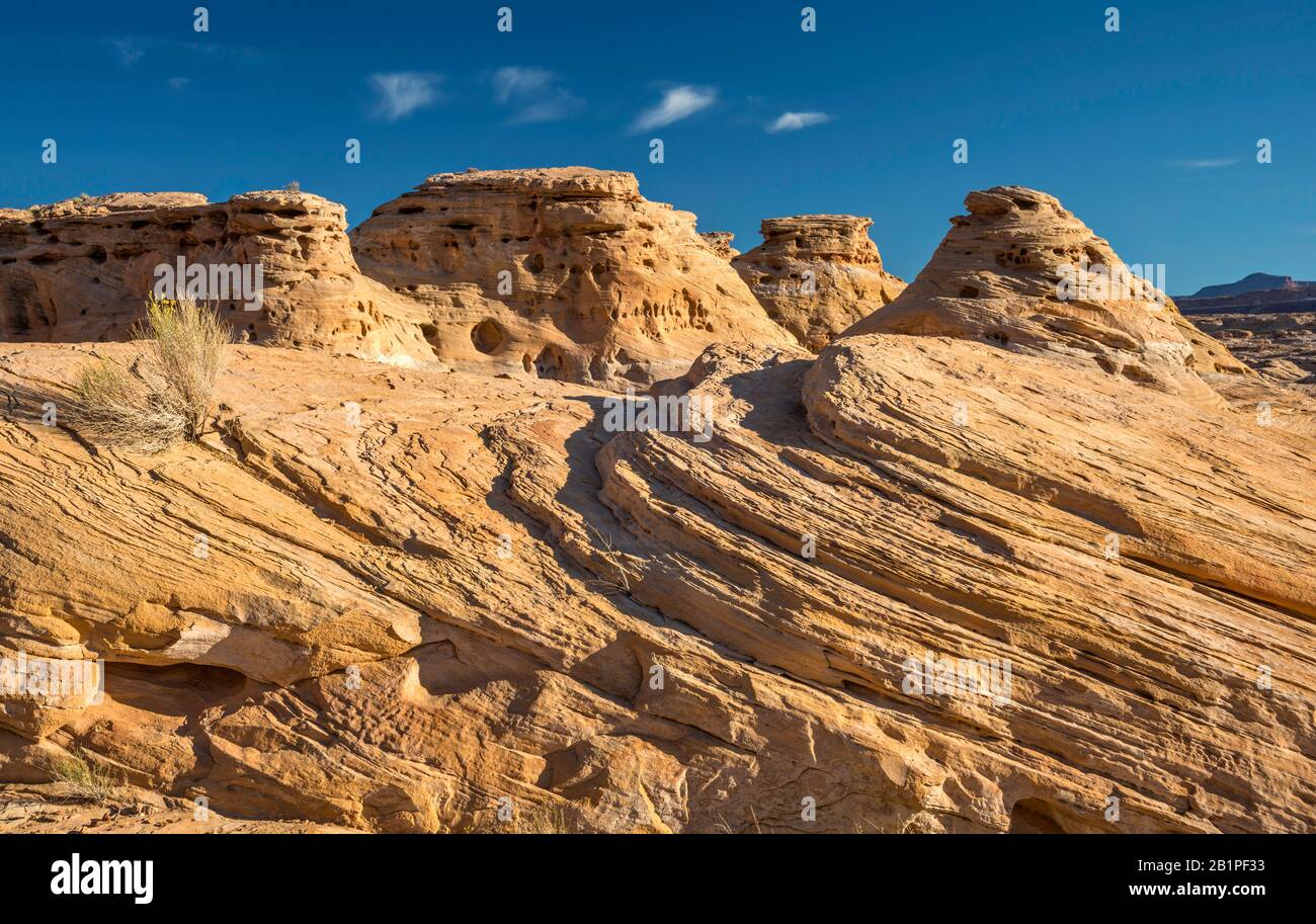 Sandstone slickrock formations over Dirty Devil River, Glen Canyon ...
