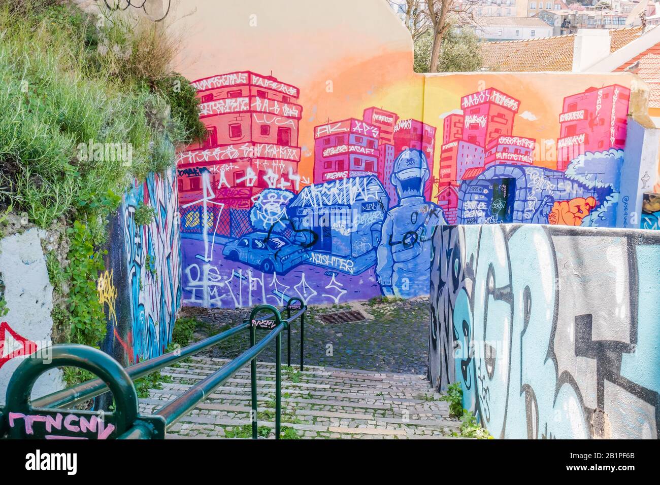 street graffiti art lisbon portugal, europe Stock Photo - Alamy