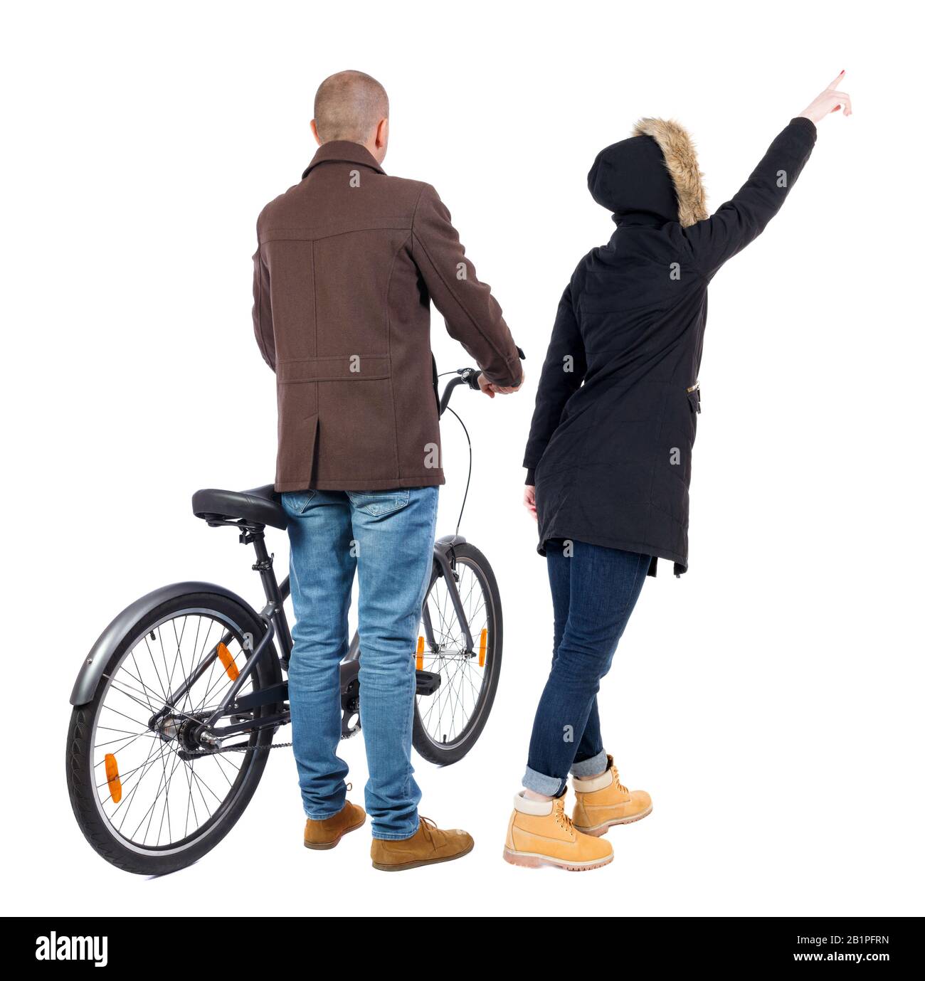 Woman riding bike back view Cut Out Stock Images & Pictures - Alamy