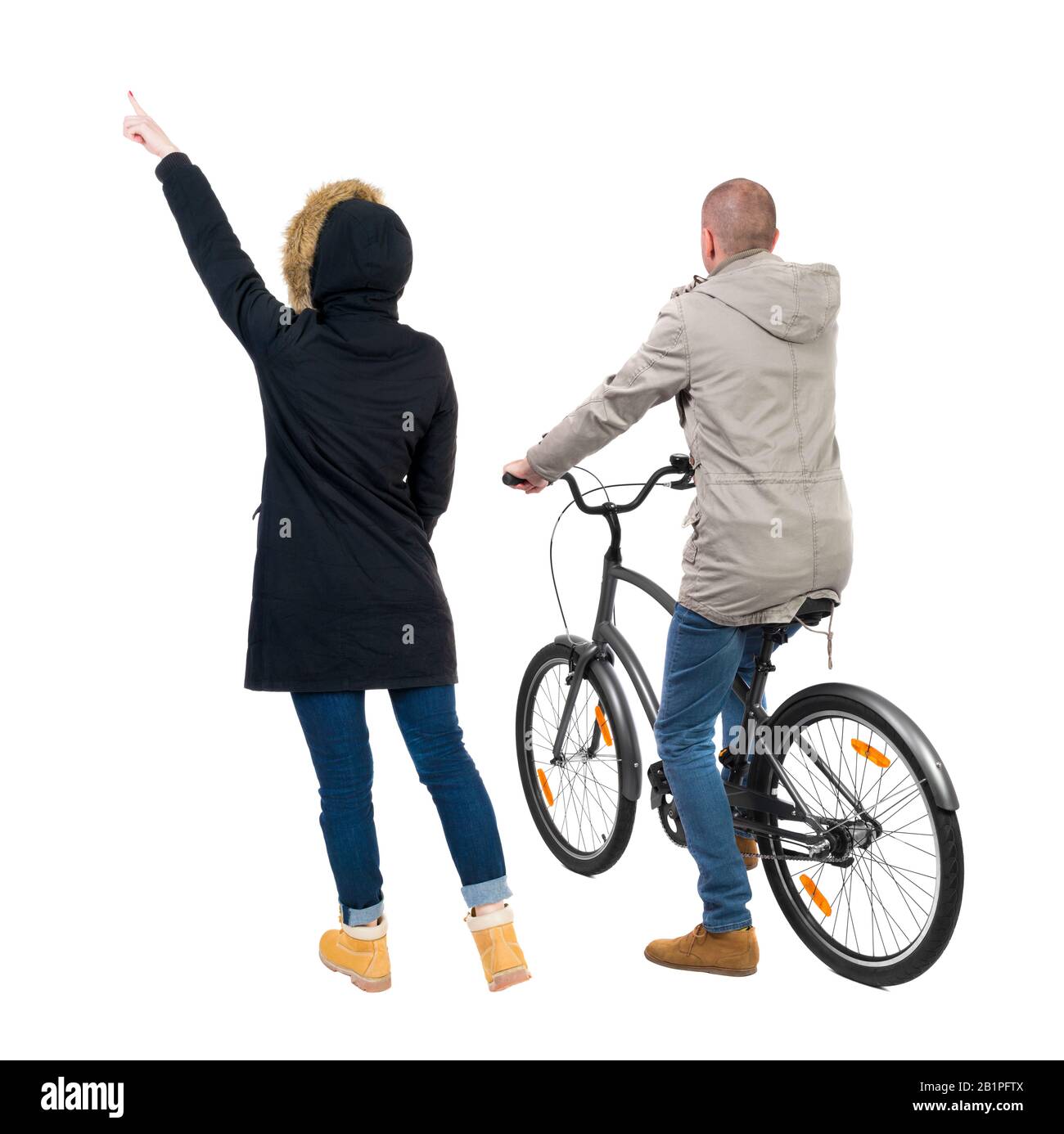 Woman riding bike back view Cut Out Stock Images & Pictures - Alamy