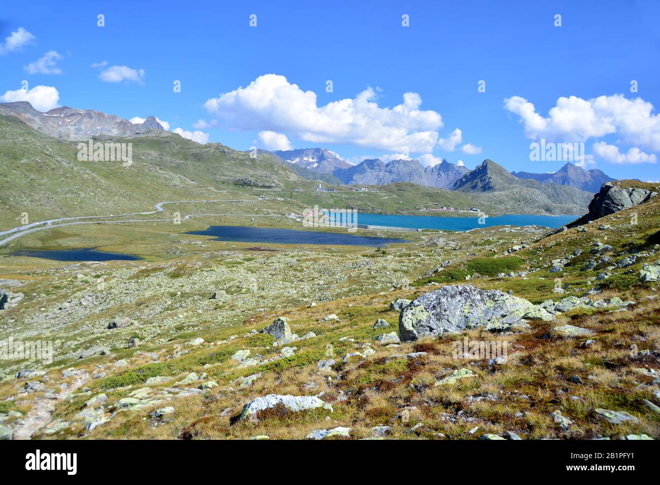 The Bernina Pass south of St Moritz in South East Switzerland, where ...