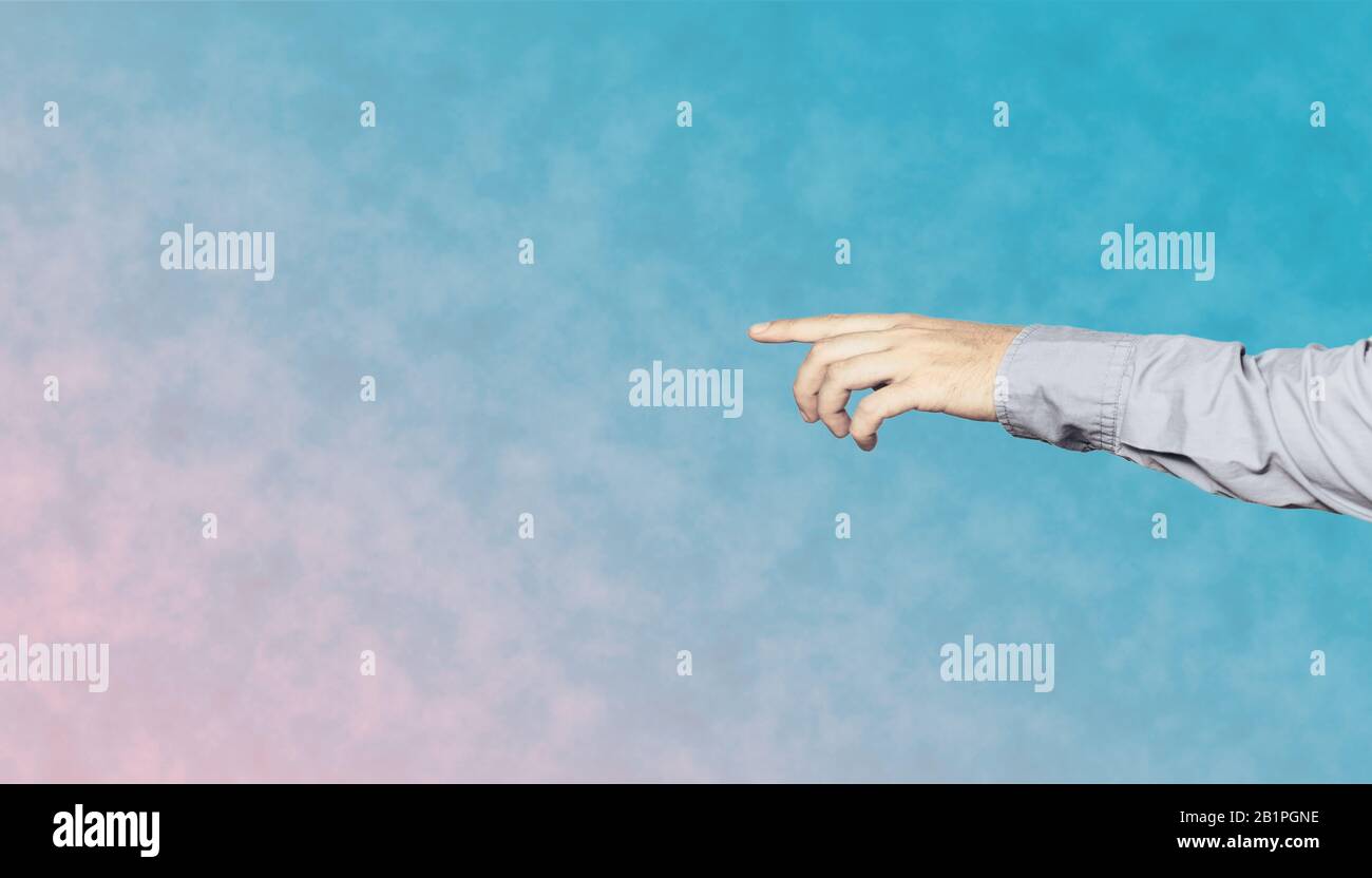 Beautiful abstract human forefinger touches collage concept ...