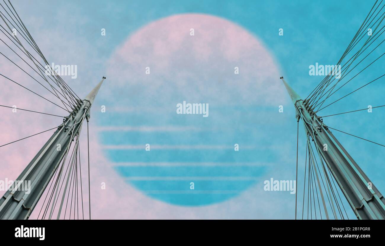 Beautiful abstract surreal geometric landscape collage concept ...