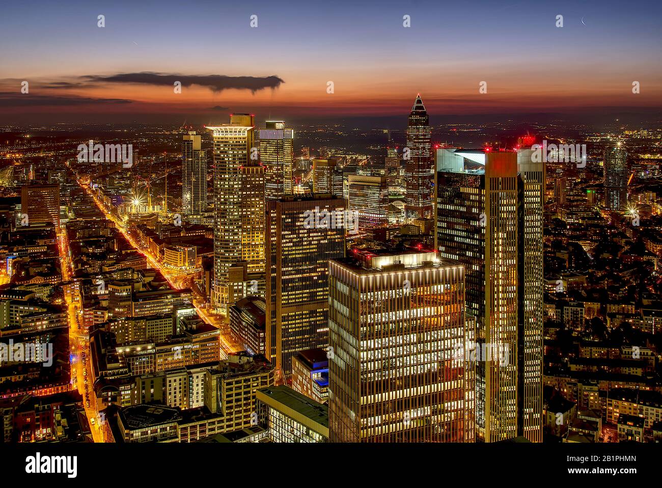 Aerial panorama river main downtown skyscrapers hi-res stock ...