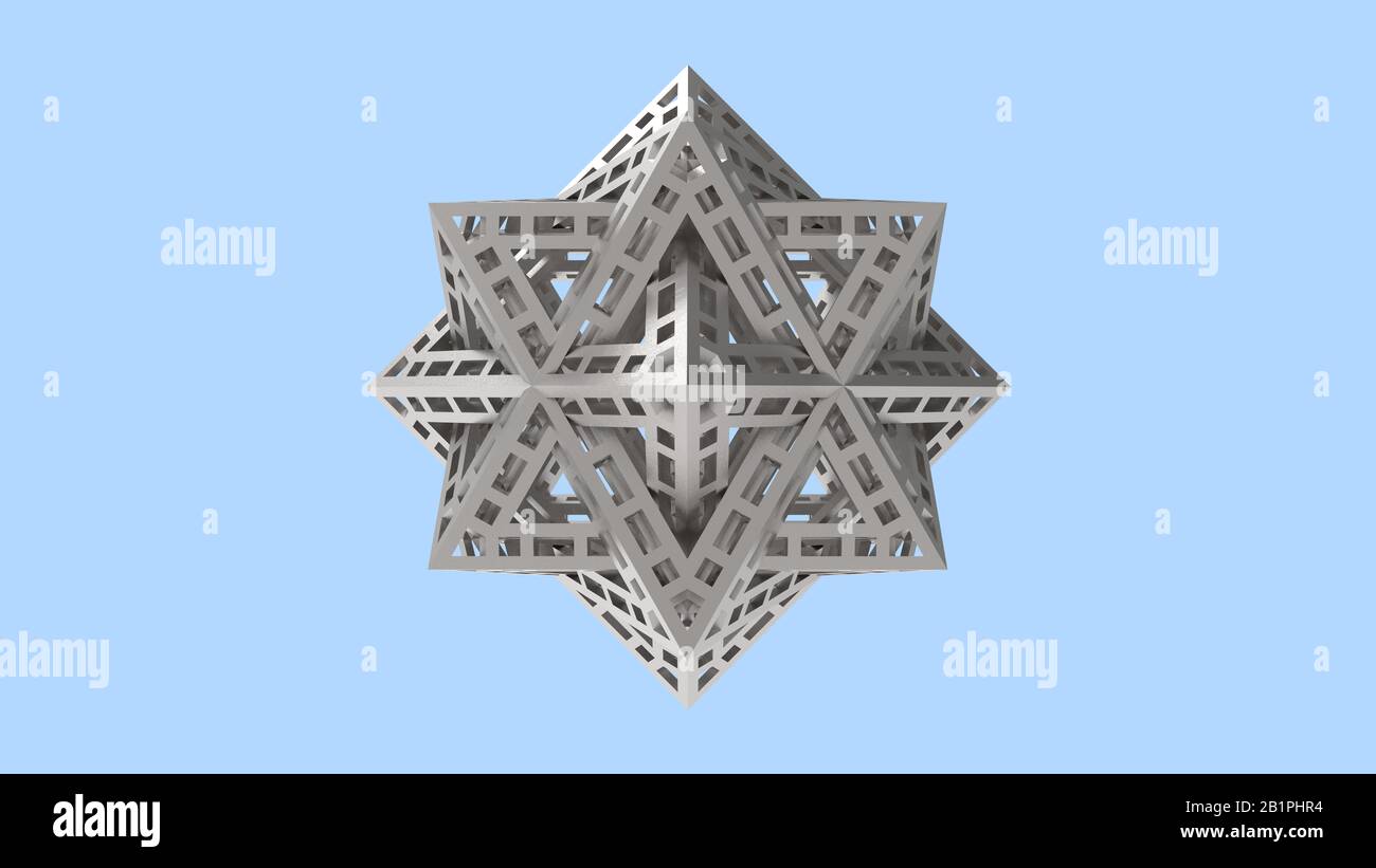3D rendering of a complex shape triangle escher like model isolated ...