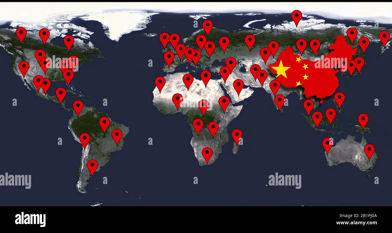 World Map Of The Spread Of Coronavirus Or COVID-19 Chinese Virus ...