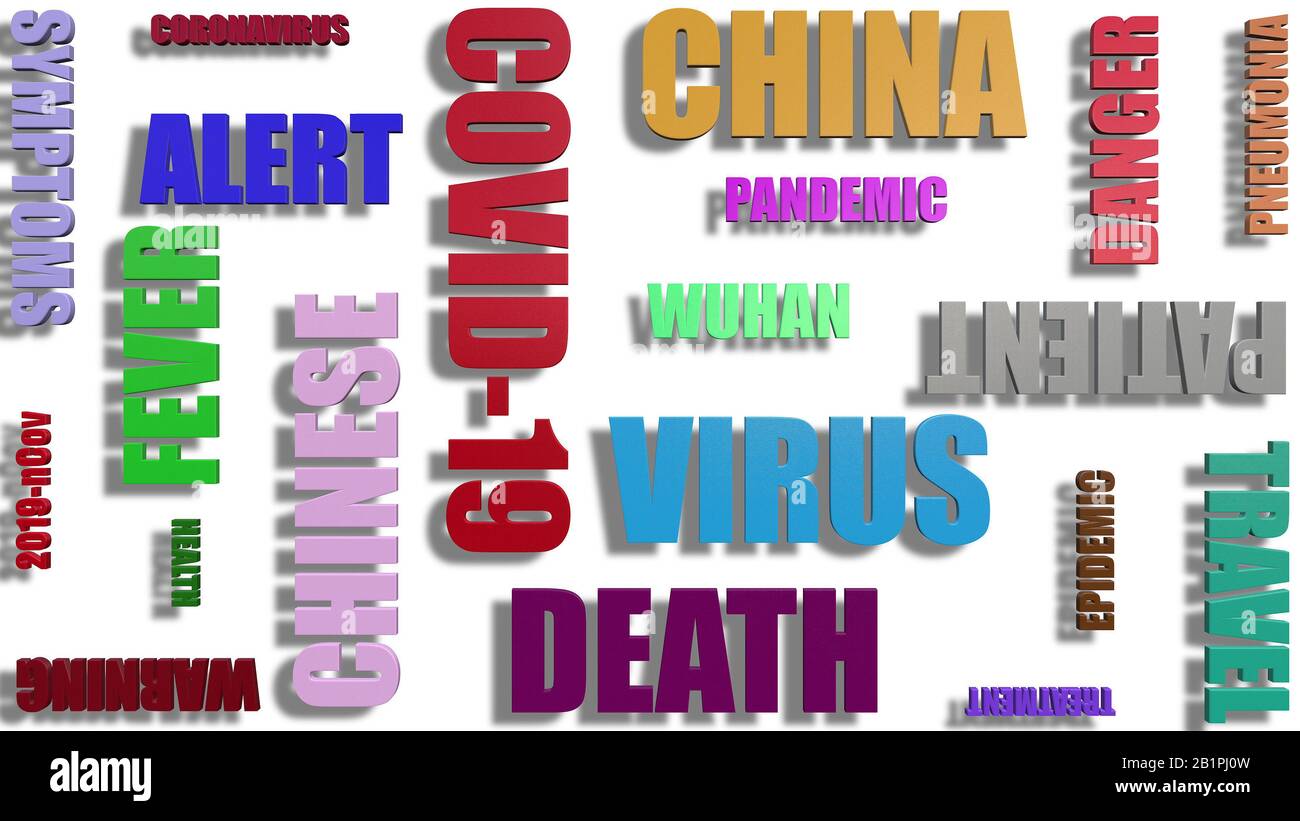 Coronavirus Text With 20 Colorful 3D Words: COVID-19, China, 2019-ncov ...