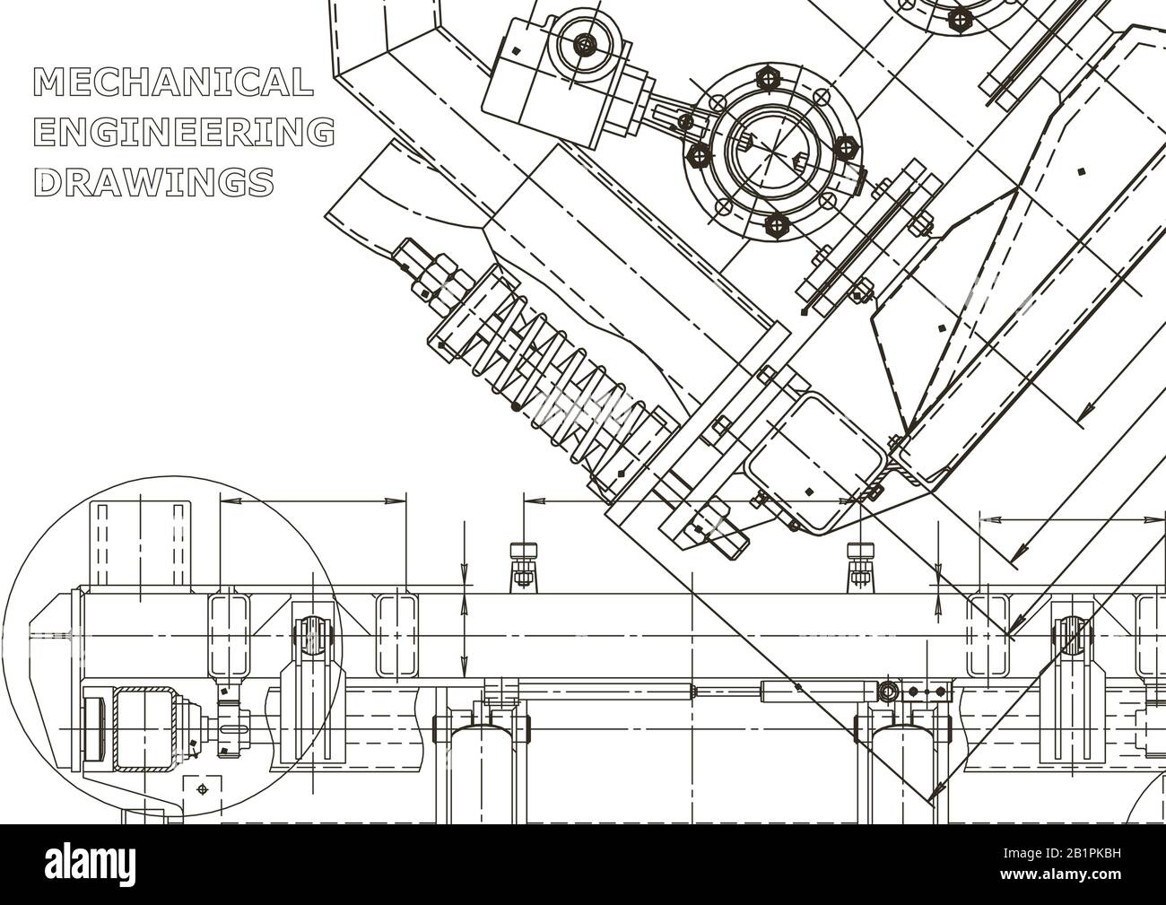 Mechanical instrument making. Technical illustration. Blueprint, cover ...