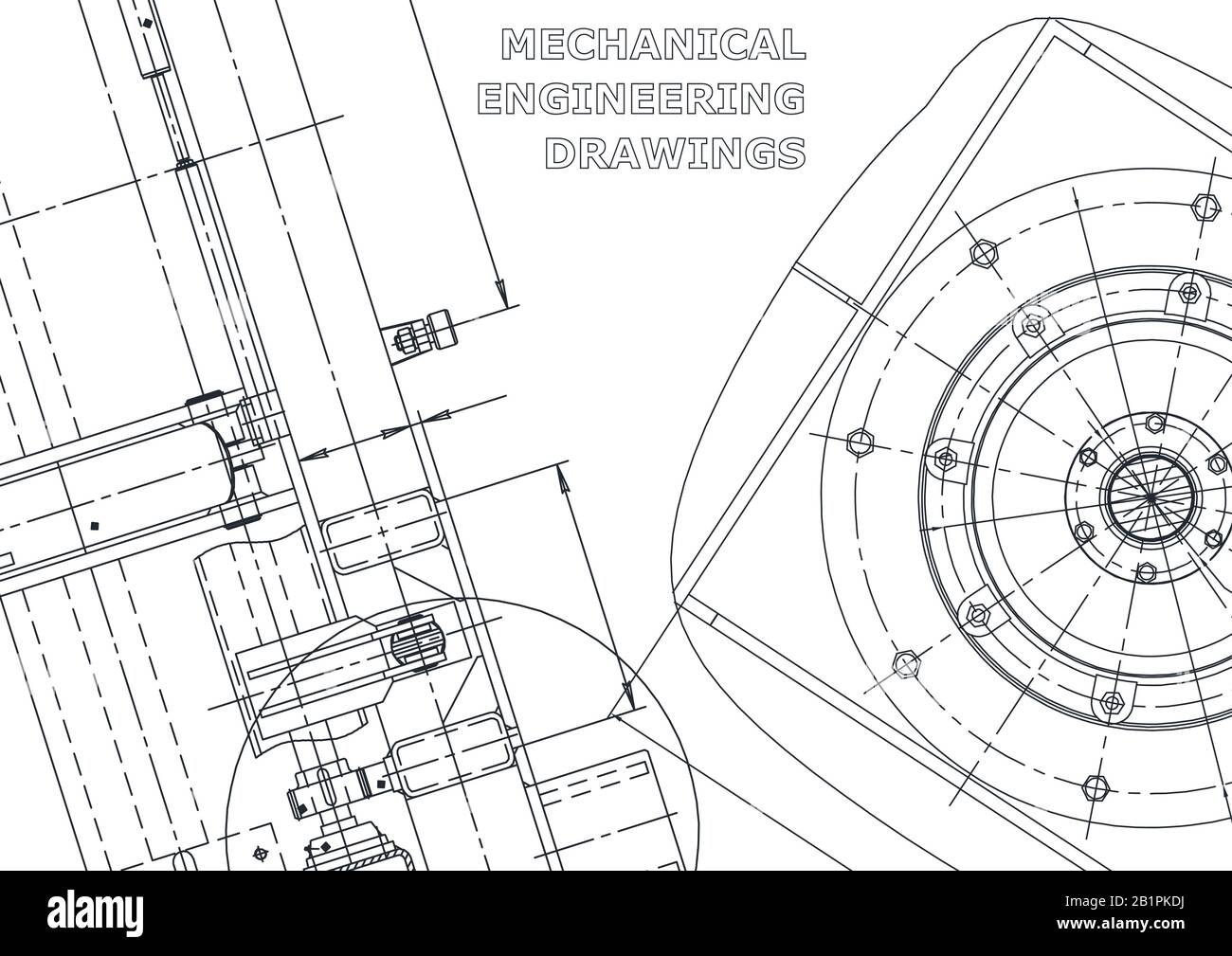 Cover. Vector engineering drawings. Mechanical instrument making ...