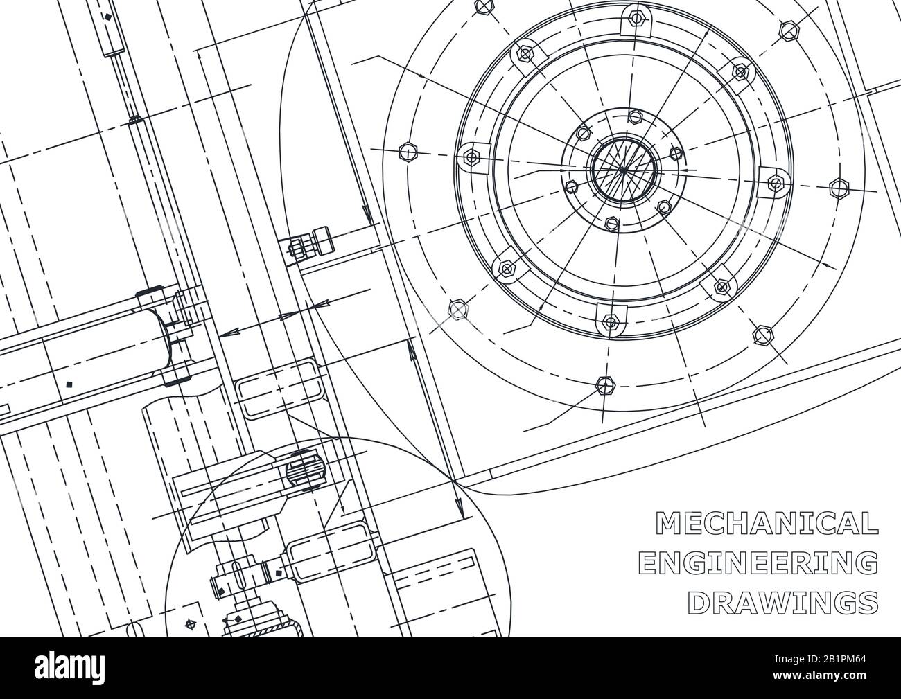 Vector banner. Engineering drawings. Mechanical instrument making ...
