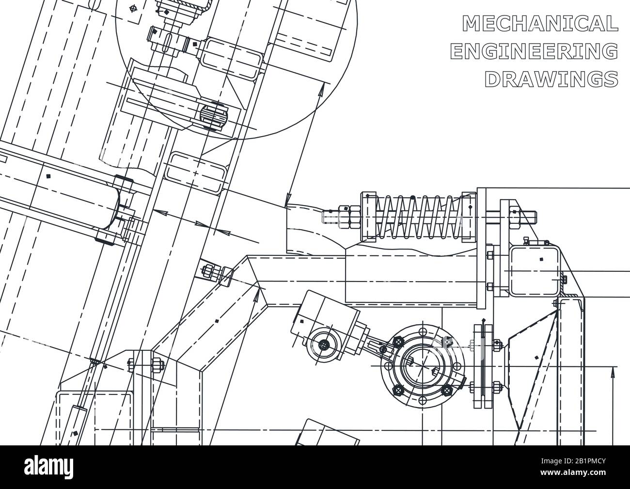 Sketch. Vector engineering illustration. Computer aided design systems. Instrument-making ...