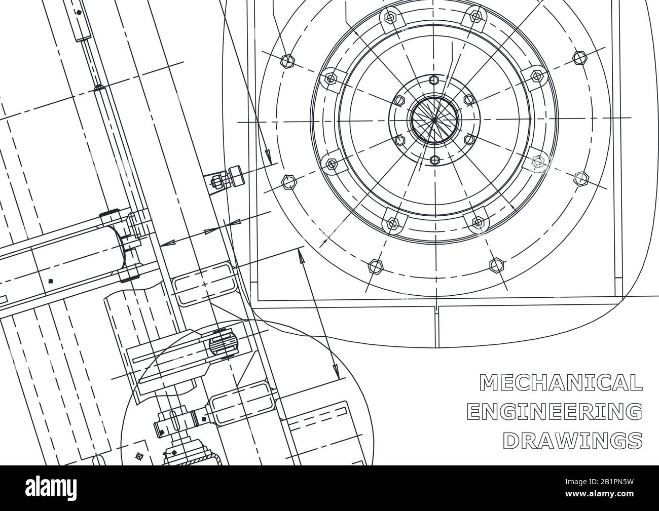 Vector banner. Engineering drawings. Mechanical instrument making ...