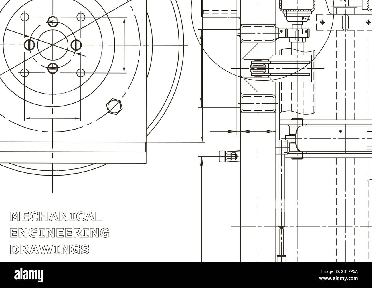 Vector engineering illustration. Computer aided design systems. Instrument-making drawings ...