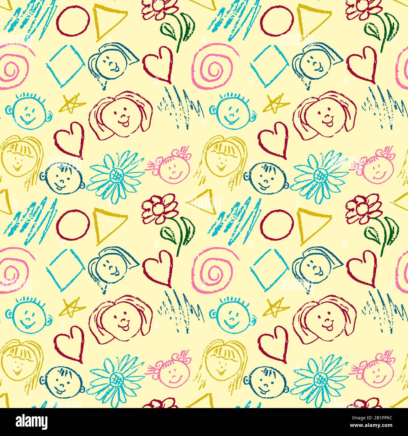Cute stylish seamless pattern. Draw pictures, doodle. Beautiful and ...