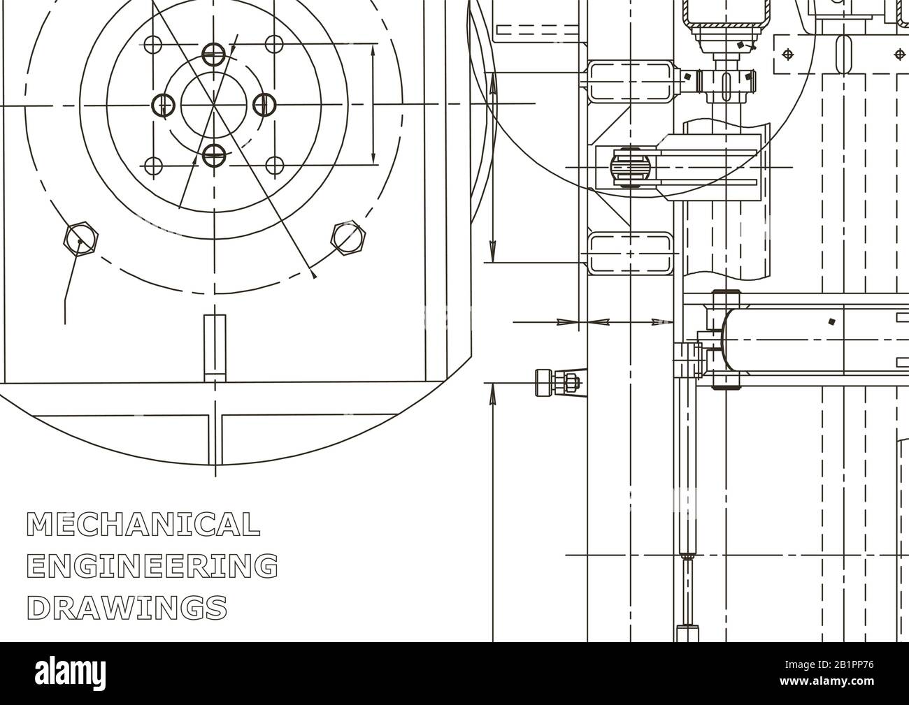 Vector engineering illustration. Instrument-making drawings. Mechanical ...