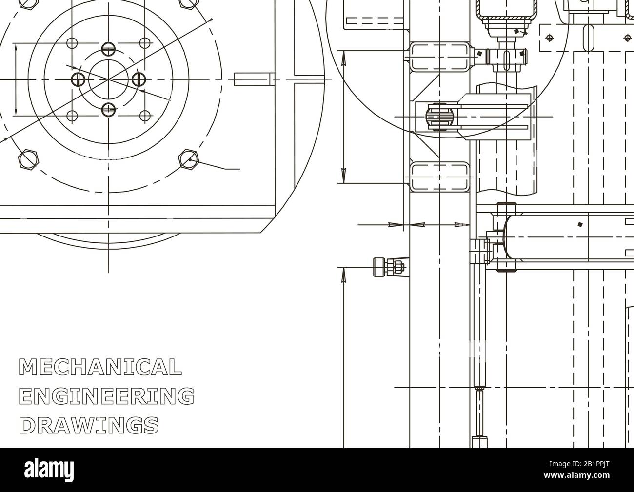 Vector engineering illustration. Instrument-making drawings. Mechanical ...